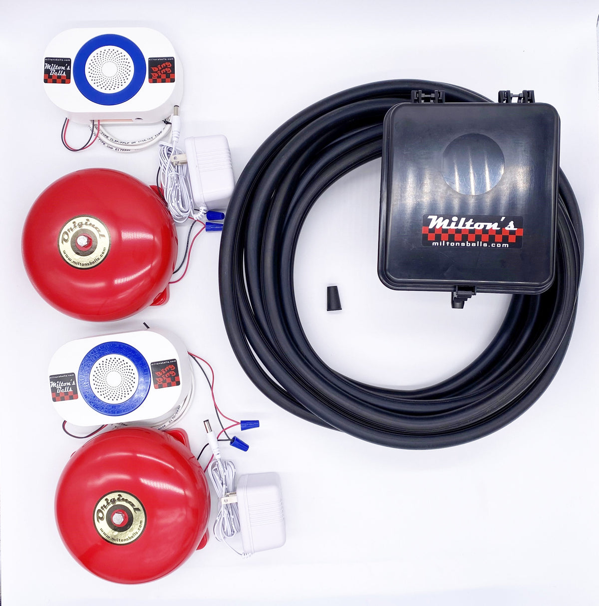 Dual Driveway Signal Bell Kit – 2 "Original" Bells, 2 Wireless Chimes,