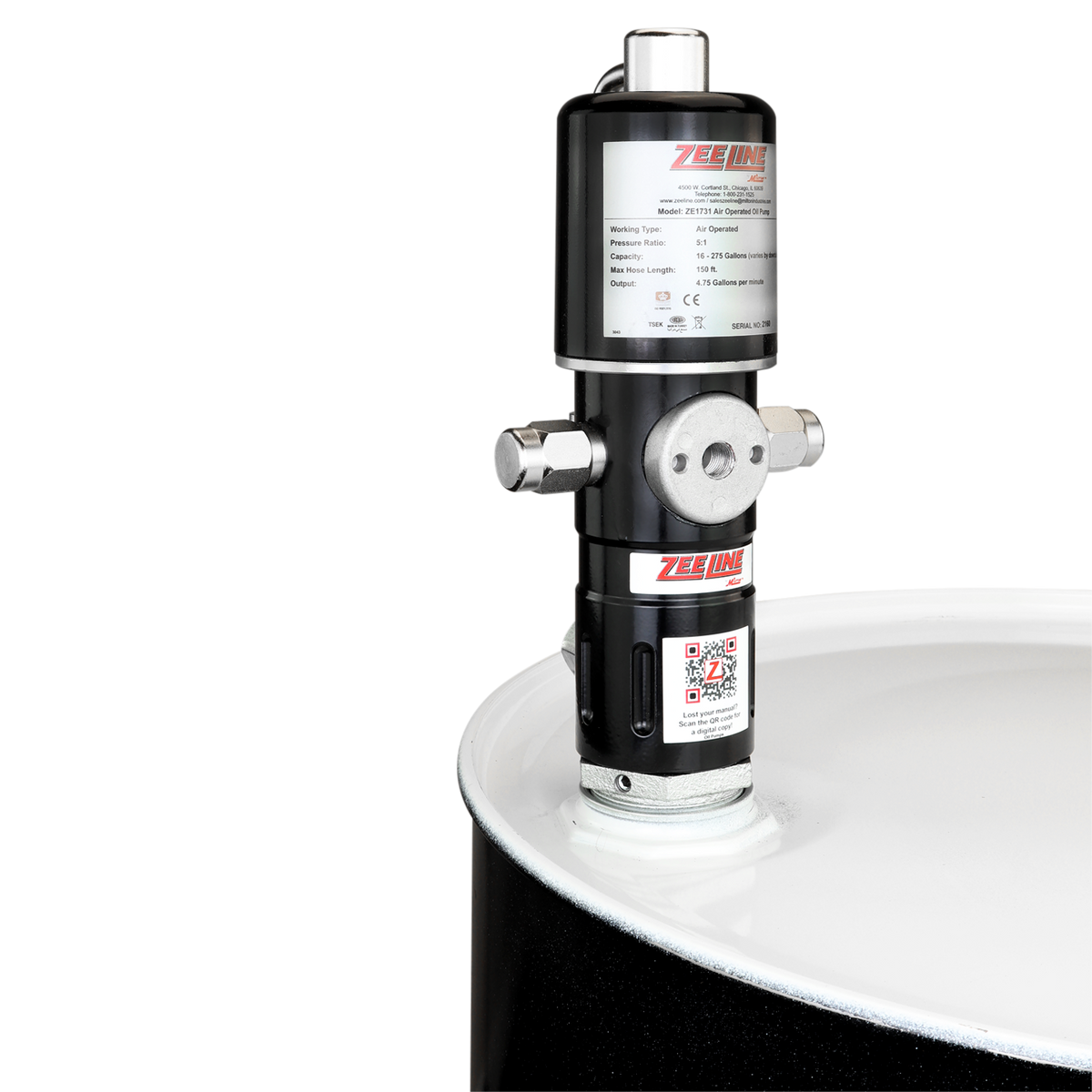 ZE1731 – 5:1 Pneumatic Stub Style High Flow Rate Piston Pump (Double A