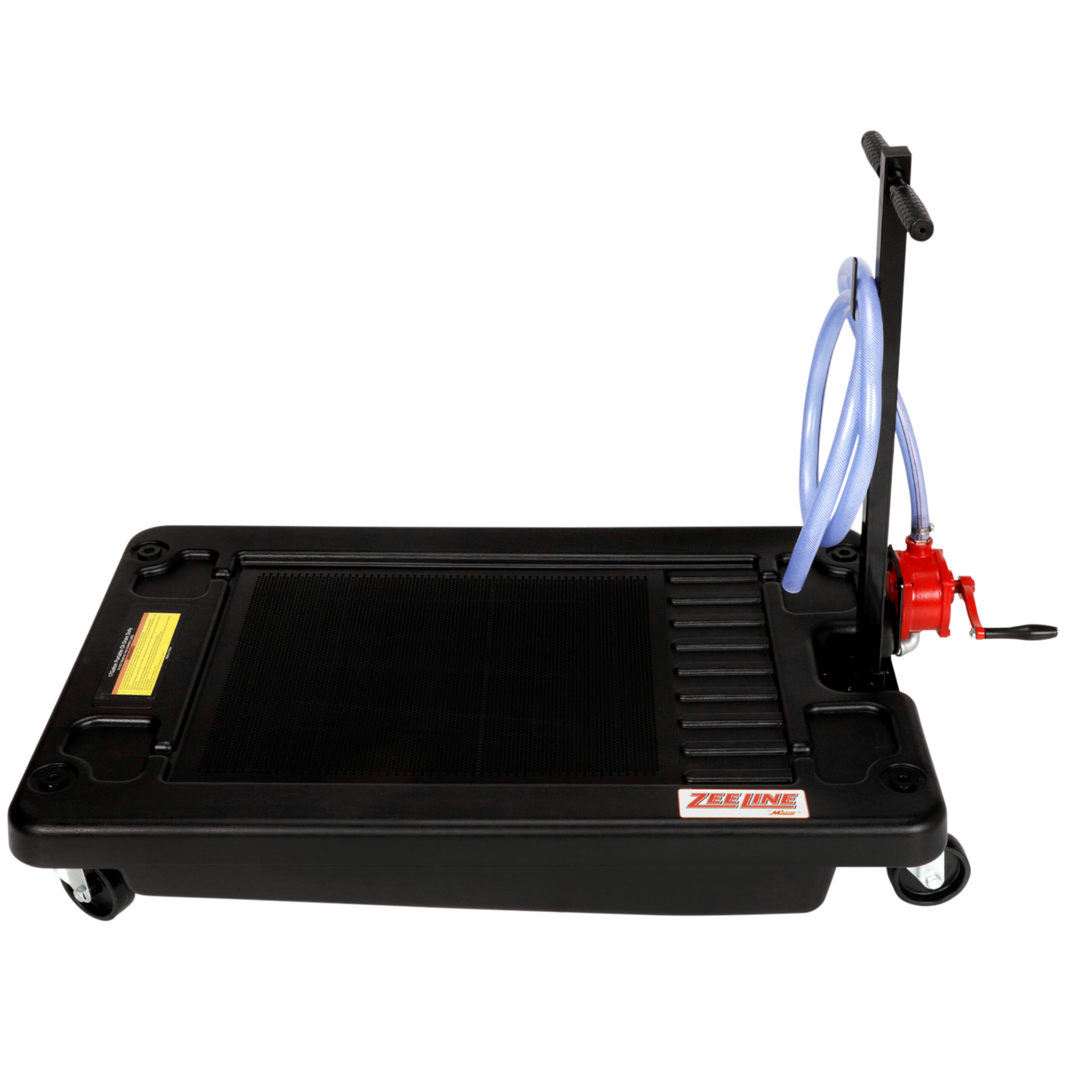 Low profile waste oil drain with an 17 gallon capacity