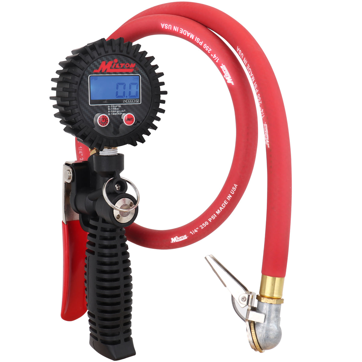 Milton 573D Pro Digital Pistol Grip Inflator Gauge - 36" Hose and Ball ...