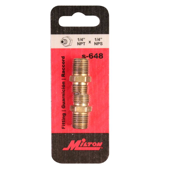 1/4" MNPT x 1/4" NPS Hex Nipple Hose Fitting — Milton® Industries Inc.