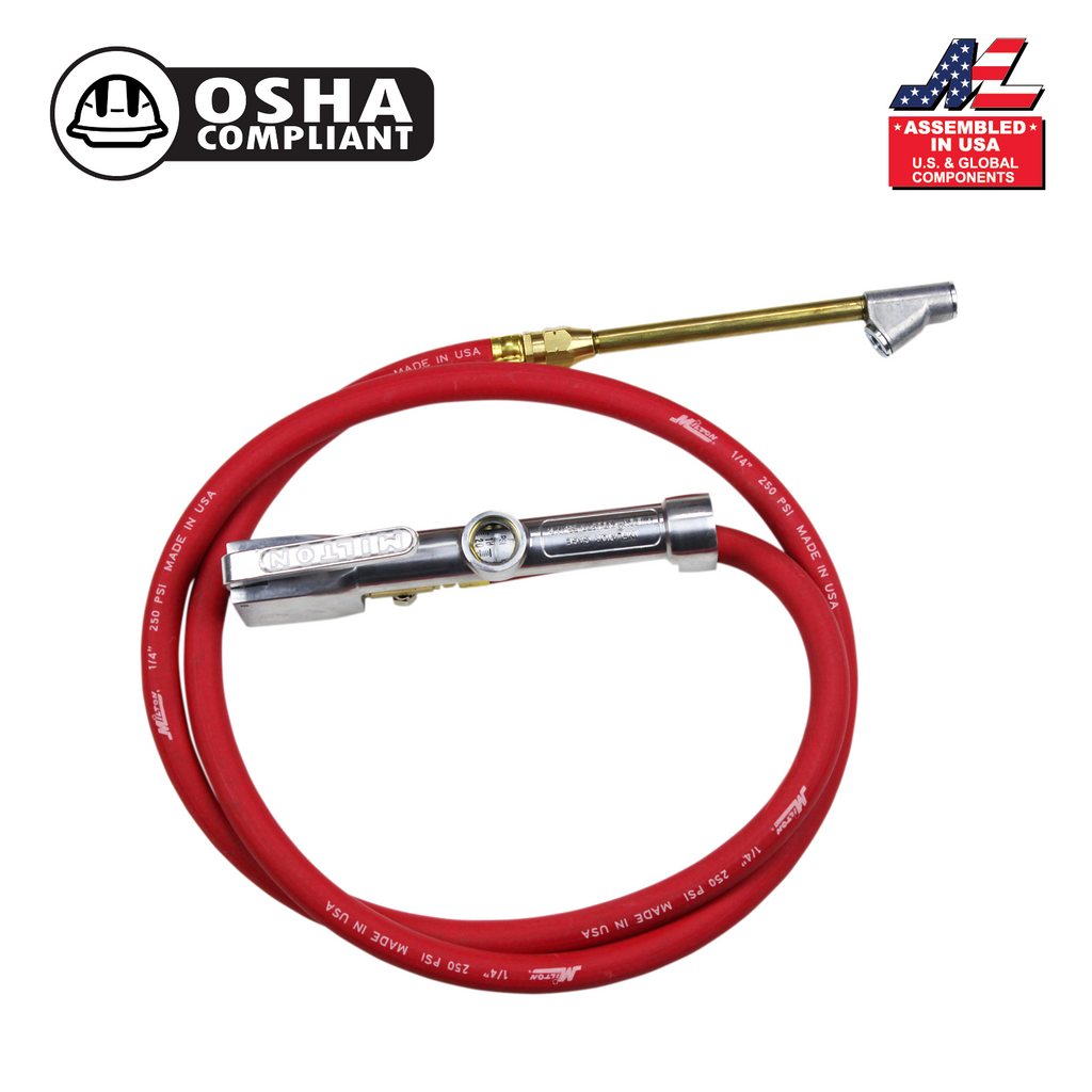 Milton® 501 Tire Inflator Gauge with Dual-Head Straight Foot Air Chuck ...
