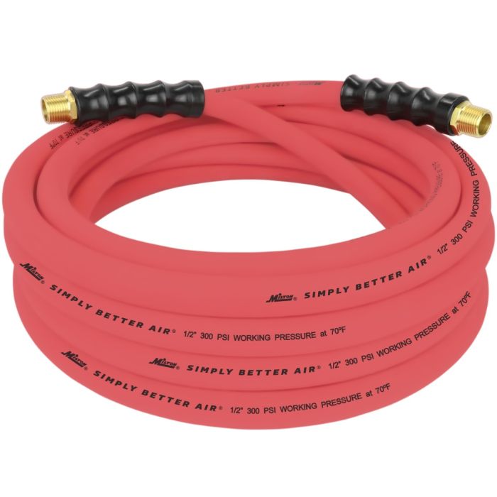 Milton R-1/2 Ultra Lightweight Rubber Hose - 25' Air Hose with 1/2" NPT ...