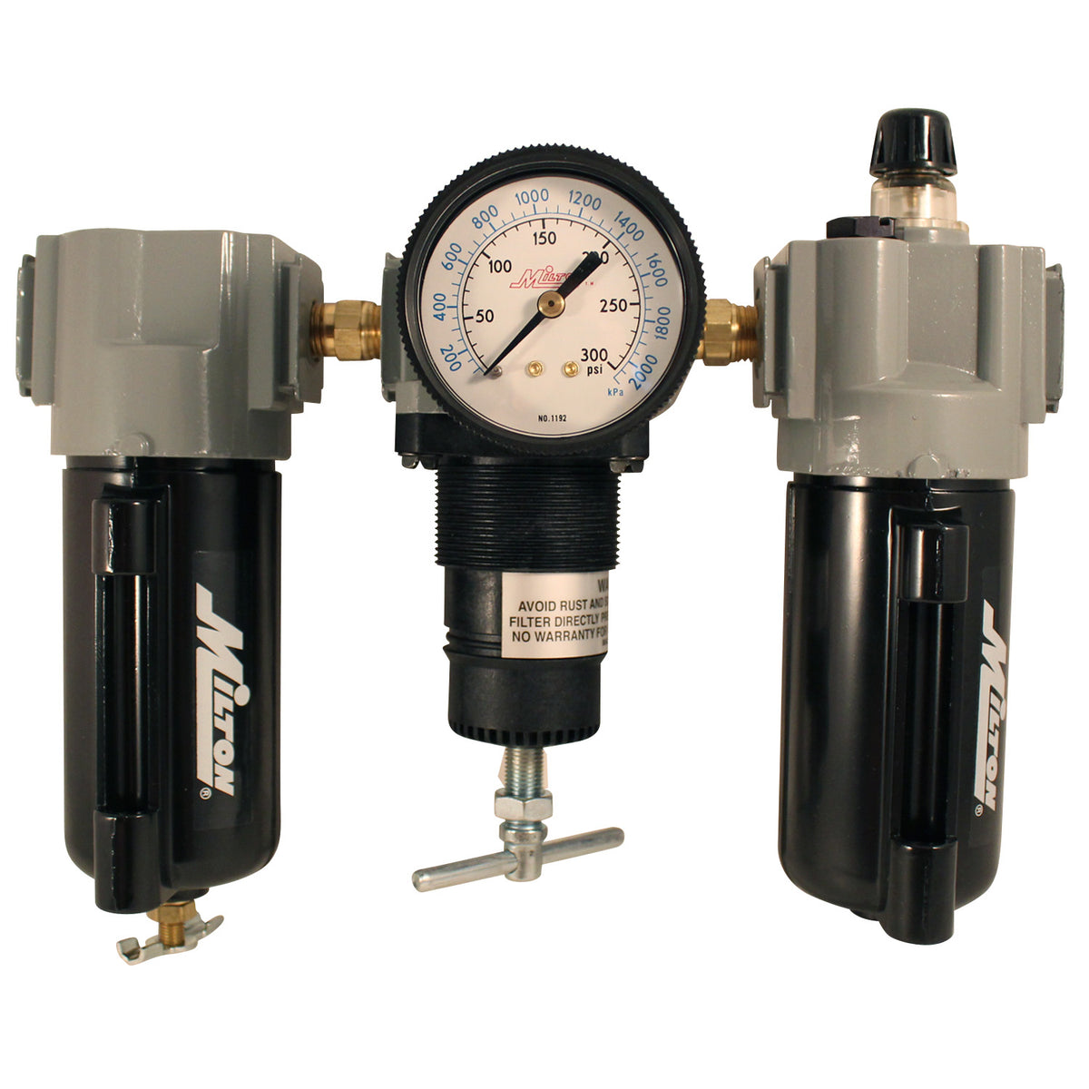 Milton® 1/4" NPT Deluxe Metal FRL Trio – 1100M | Milton Industries