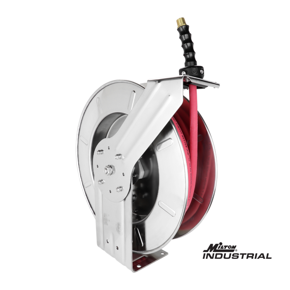 Milton Industrial Stainless Steel Hose Reel - 1/4" ID x 50' EPDM Hose